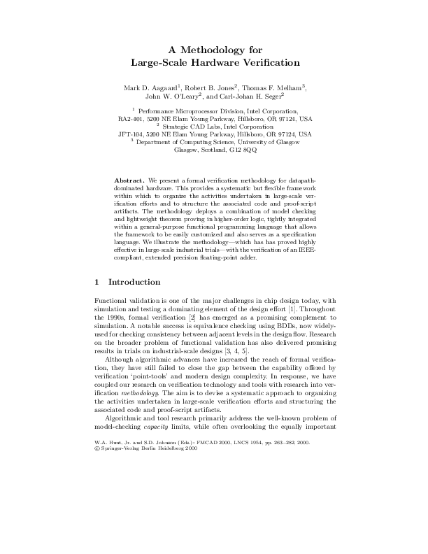 (PDF) A Methodology for Large-Scale Hardware Verification