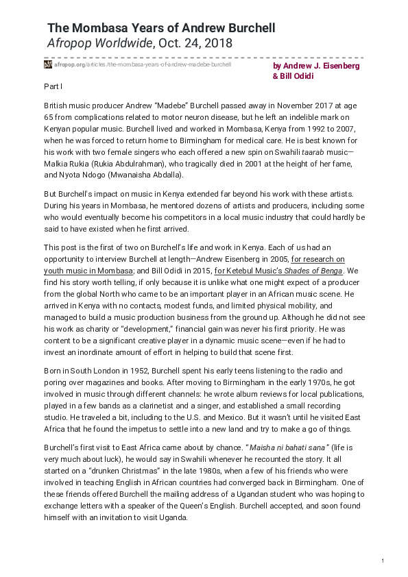 (PDF) The Mombasa Years of Andrew “Madebe” Burchell, Parts 1 & 2 (with ...