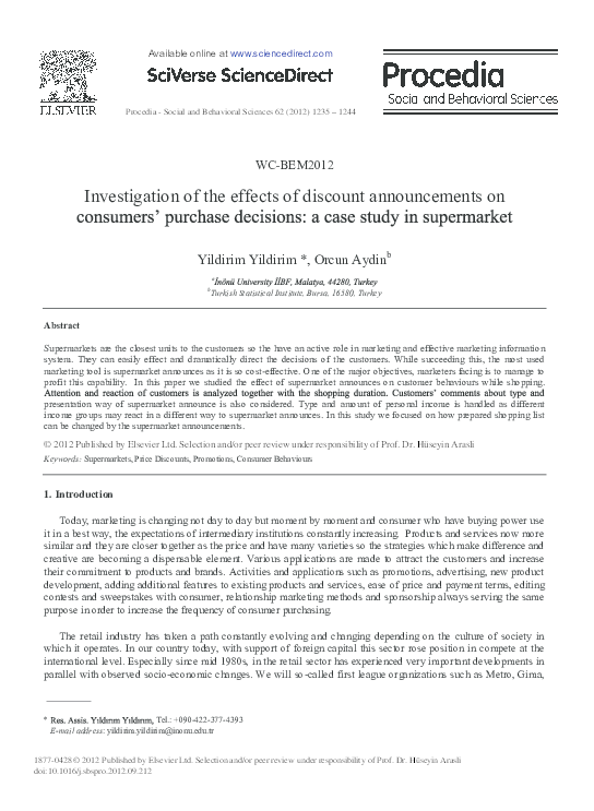 (PDF) Investigation of the Effects of discount Announcements on ...