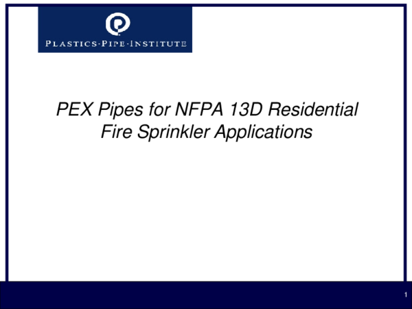 (PDF) PEX Pipes for NFPA 13D Residential Fire Sprinkler Applications