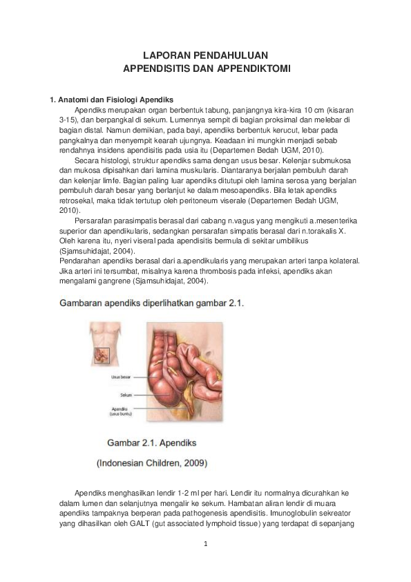 (DOC) LAPORAN PENDAHULUAN APPENDISITIS DAN APPENDIKTOMI