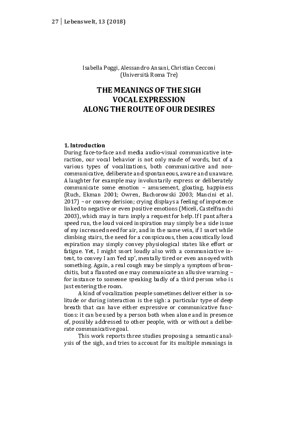 (PDF) The meanings of the sigh. Vocal expression along the route of our ...