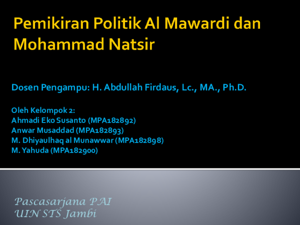 (PPT) Pemikiran Politik Al Mawardi dan Mohammad Natsir