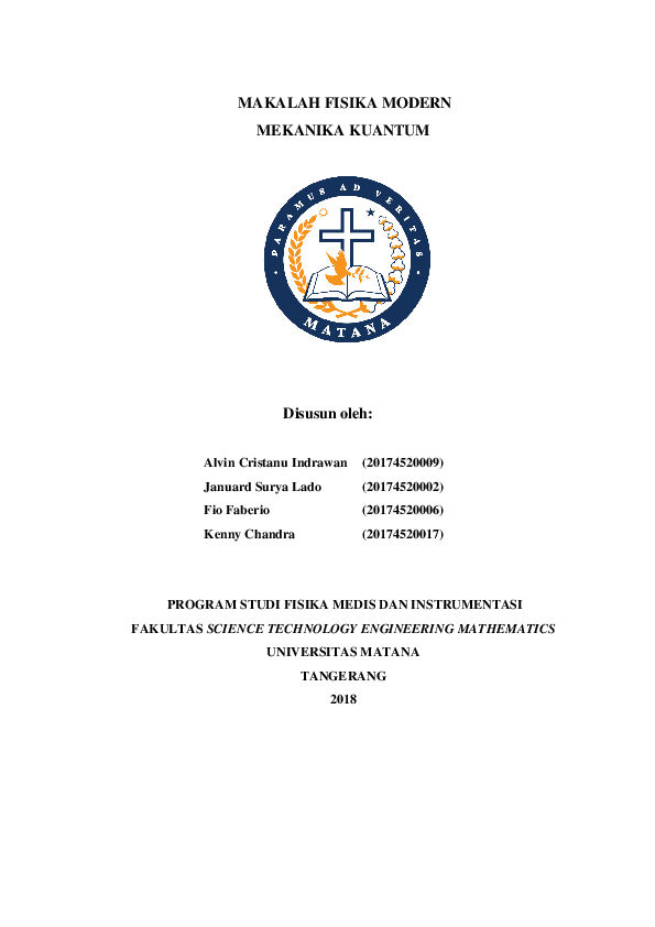 (DOC) MAKALAH MEKANIKA KUANTUM 1