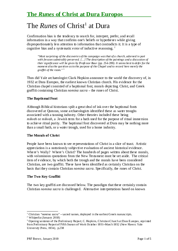 (PDF) The Runes of Christ at Dura Europos