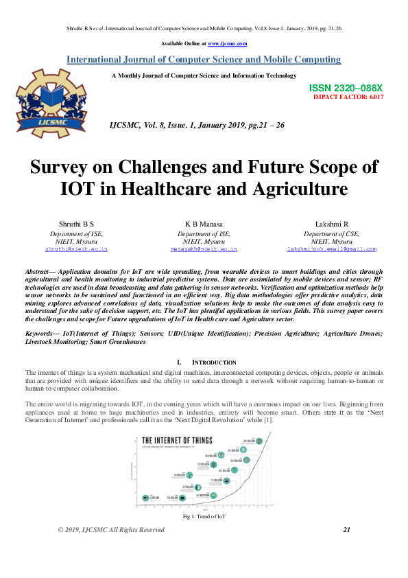 (PDF) Survey on Challenges and Future Scope of IOT in Healthcare and ...