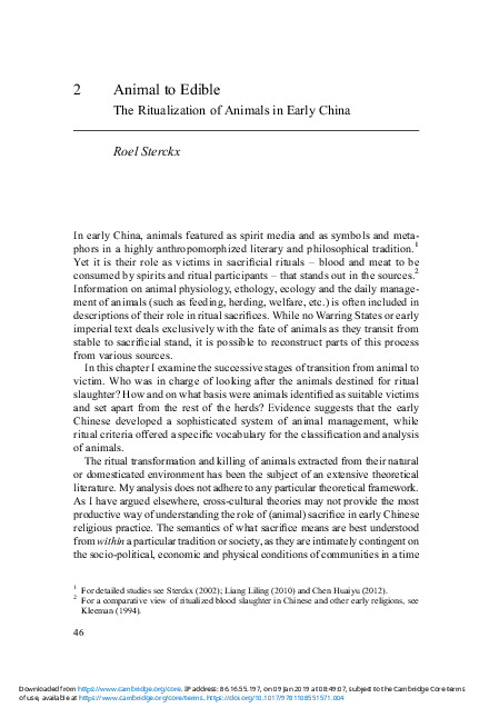 (PDF) Animal to Edible The Ritualization of Animals in Early China Roel ...