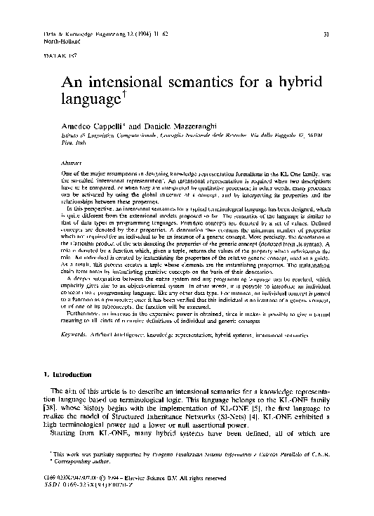 (PDF) An intensional semantics for a hybrid language