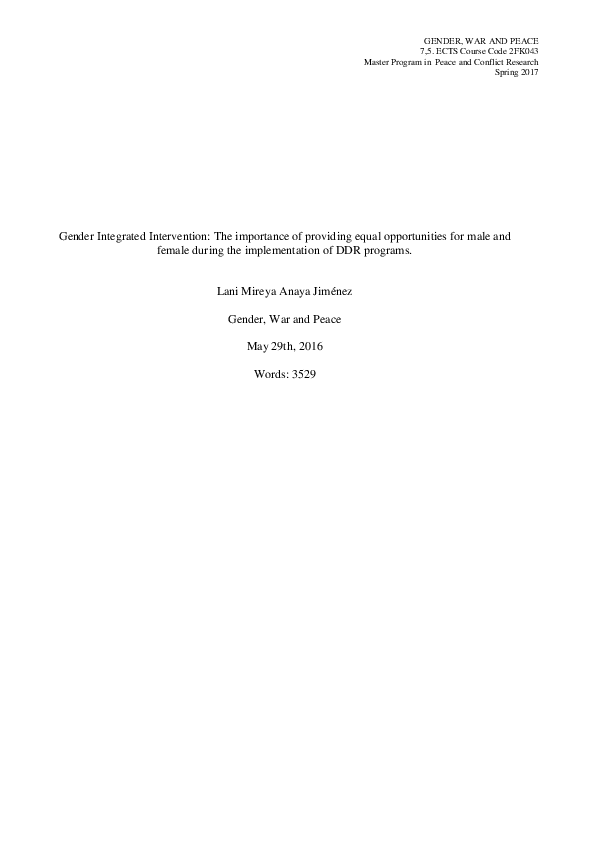 (PDF) Gender Integrated Intervention: The importance of providing equal ...