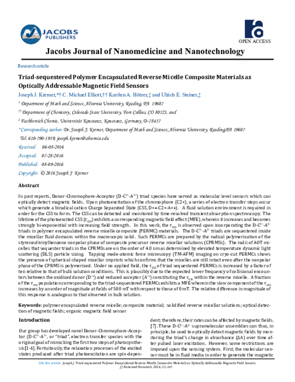 (PDF) Triad-sequestered Polymer Encapsulated Reverse Micelle Composite ...