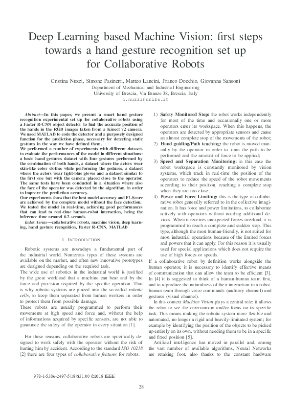 (PDF) Deep Learning based Machine Vision: first steps towards a hand ...