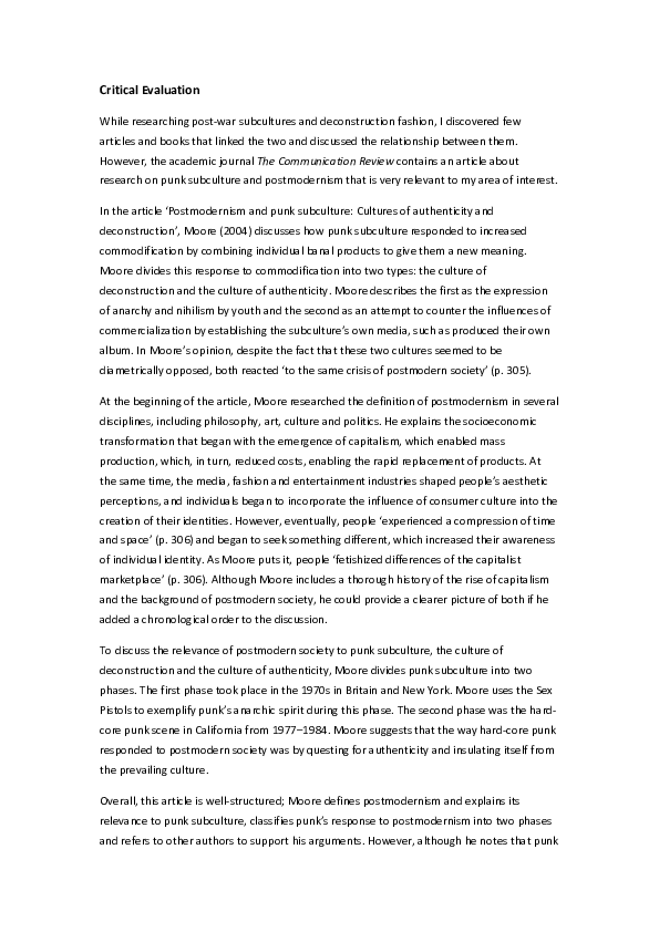 (DOC) Critical Evaluation