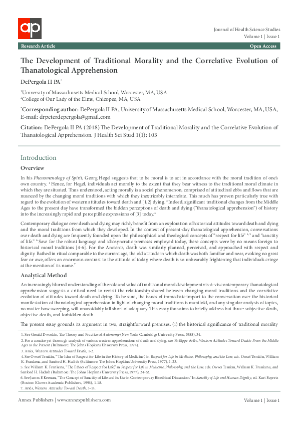(PDF) The Development of Traditional Morality and the Correlative ...
