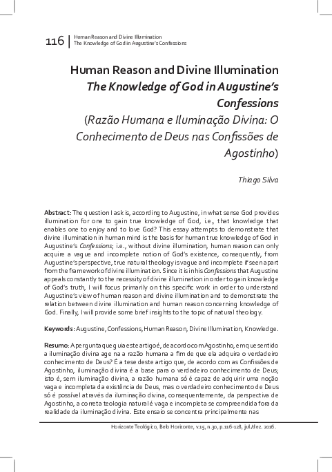(PDF) Human Reason and Divine Illumination: The Knowledge of God in ...