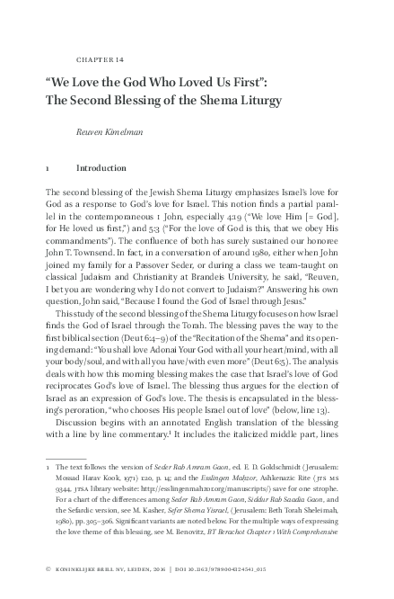 (PDF) Reuven Kimelman, “‘We love the God Who Loved Us First’: The ...