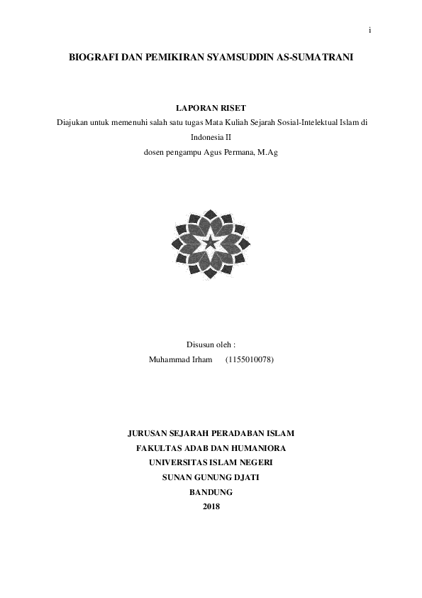 (DOC) BIOGRAFI DAN PEMIKIRAN SYAMSUDDIN AS-SUMATRANI REVISI