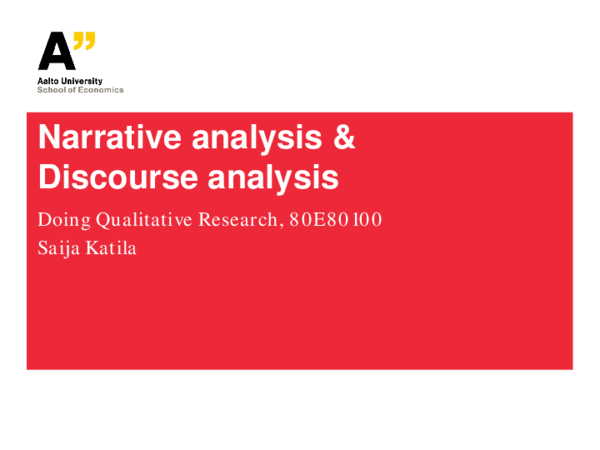 (PDF) Narrative analysis & Discourse analysis Doing Qualitative Research