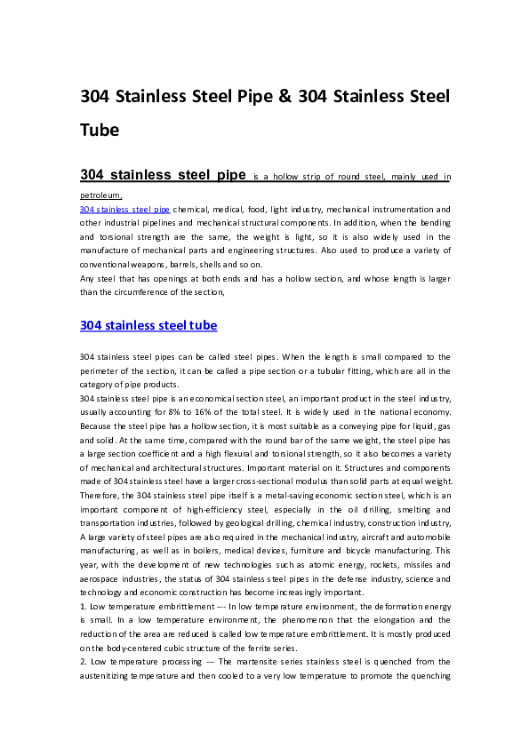 (PDF) 304 stainless steel pipe and 304 stainless steel tube.doc