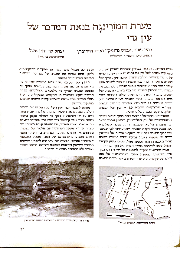 (PDF) The Moringa Cave in the En Gedi oasis (Hebrew- מערת המורינגה בנאת ...