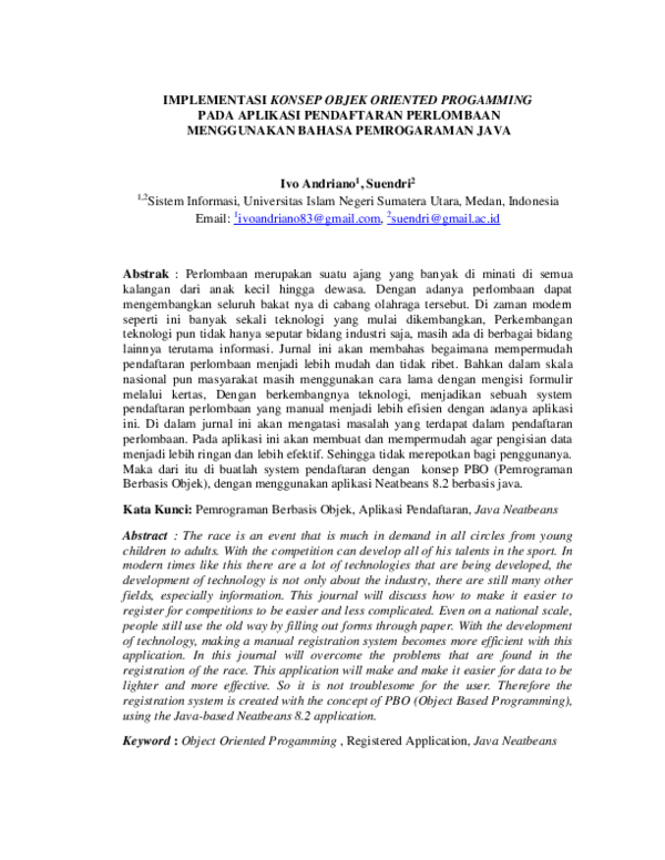 Pdf Implementasi Konsep Objek Oriented Progamming Pada Aplikasi