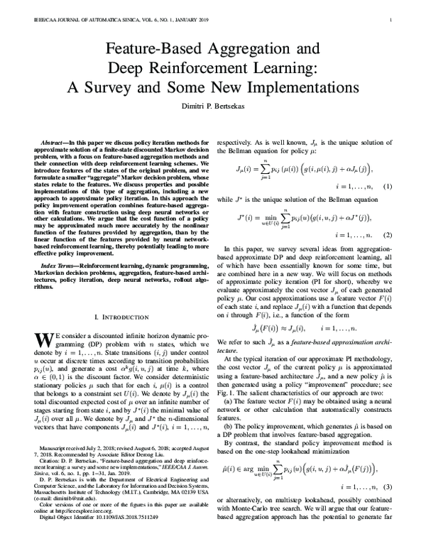 (PDF) Feature-Based Aggregation and Deep Reinforcement Learning: A Survey and Some New ...
