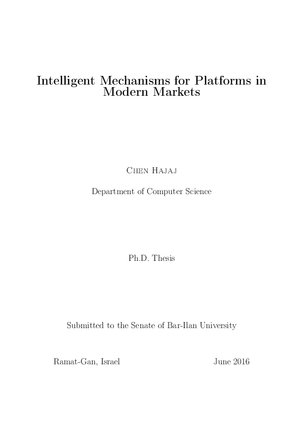 (PDF) Intelligent Mechanisms for Platforms in Modern Markets