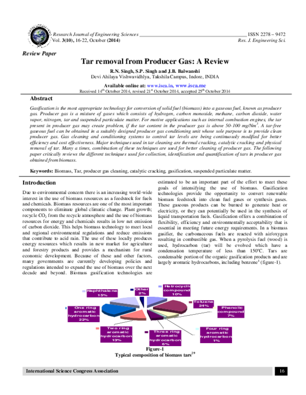 (PDF) TAR REMOVAL FROM PRODUCER GAS A REVIEW.pdf