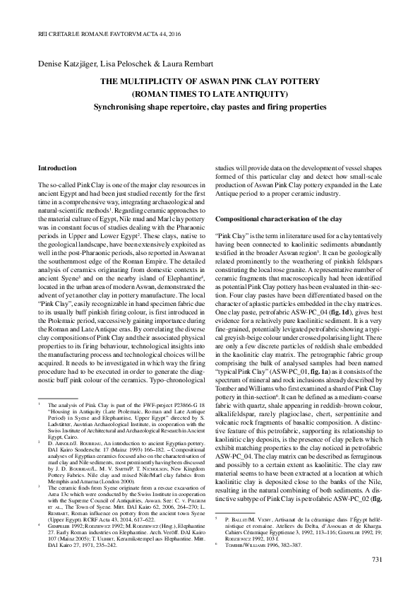 (PDF) The Multiplicity of Aswan Pink Clay Pottery (Roman Times to Late ...