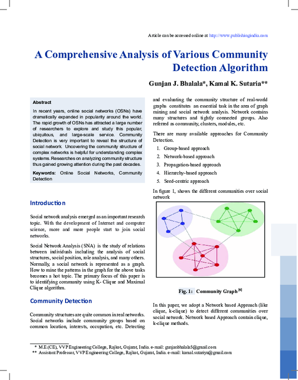(PDF) A Comprehensive Analysis of Various Community Detection Algorithm.pdf