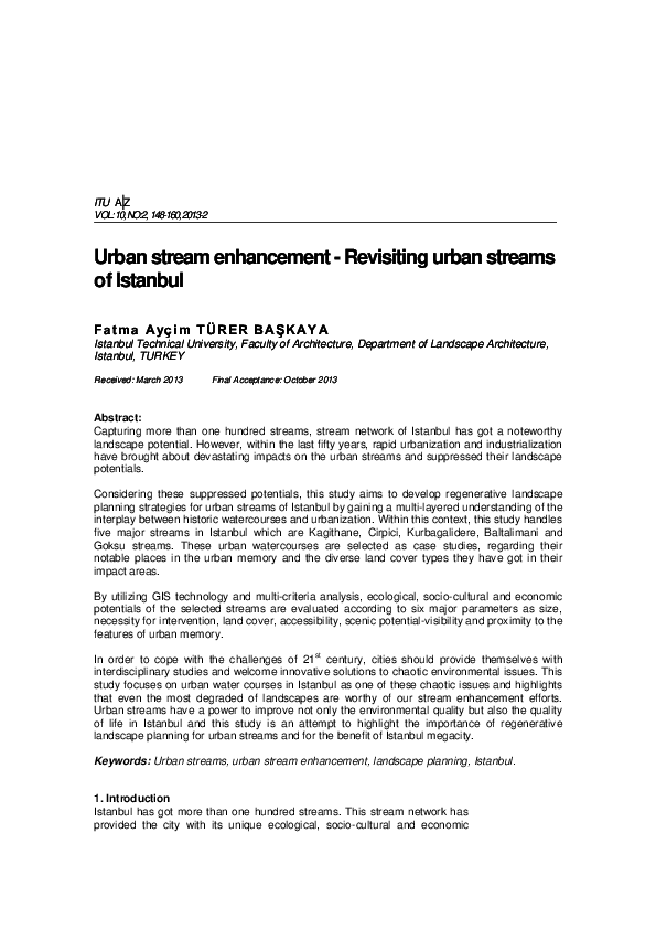(PDF) Urban Stream Enhancement Revisiting Urban Streams of Istanbul