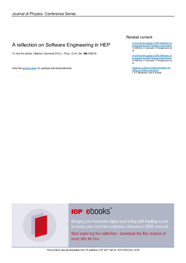 (PDF) A reflection on Software Engineering in HEP