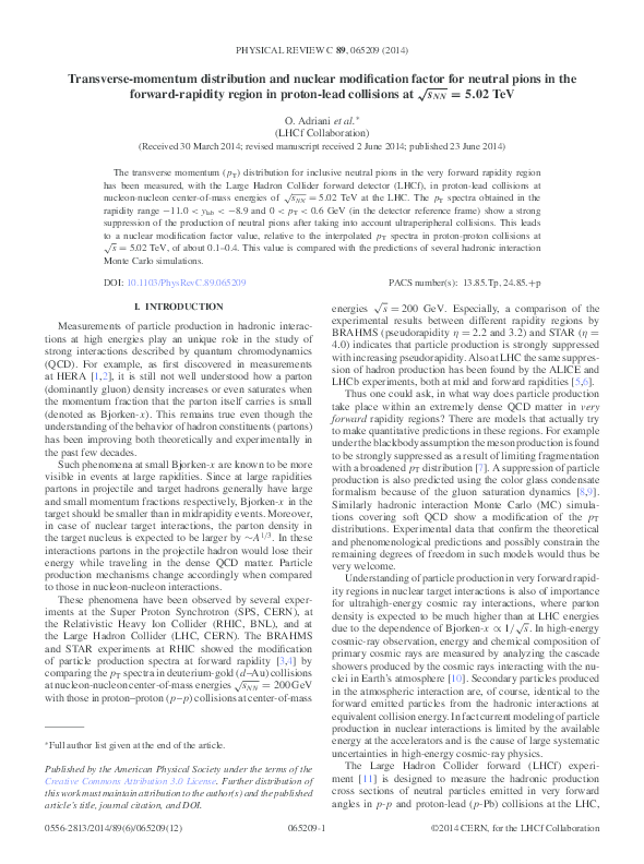 (PDF) Transverse Momentum Distribution and Nuclear Modification Factor ...