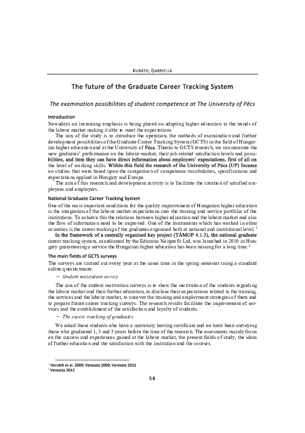 (PDF) The future of the Graduate Career Tracking System: the ...