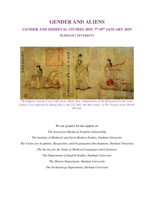 (DOC) "Gender and Medieval Studies Conference 2019 – Gender and Aliens ...