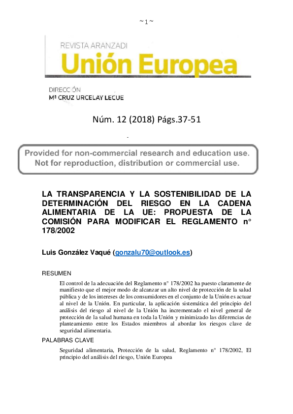 (PDF) LA TRANSPARENCIA Y LA SOSTENIBILIDAD DE LA DETERMINACIÓN DEL RIESGO EN LA CADENA ...