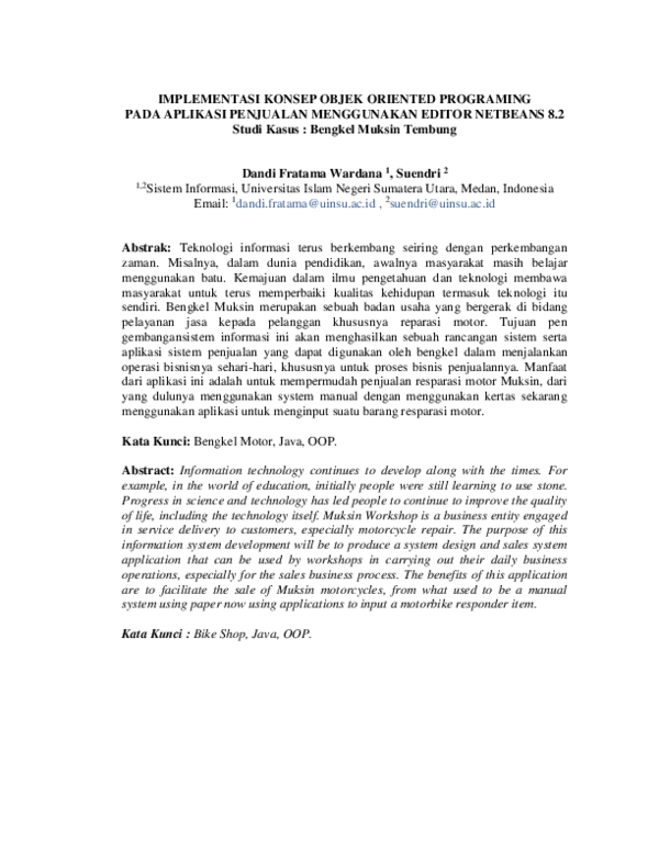 Pdf Implementasi Konsep Objek Oriented Programing Pada Aplikasi 2263