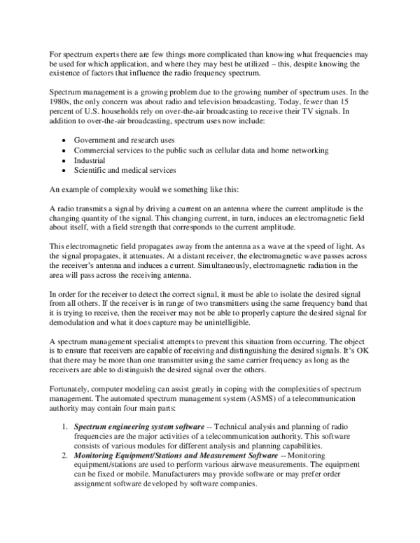 Spectrum Management Training Seminars: Getting On Top of Complexities