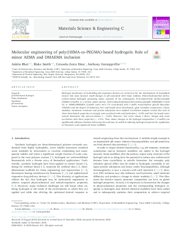 (PDF) Molecular engineering of poly(HEMA-co-PEGMA)-based hydrogels ...