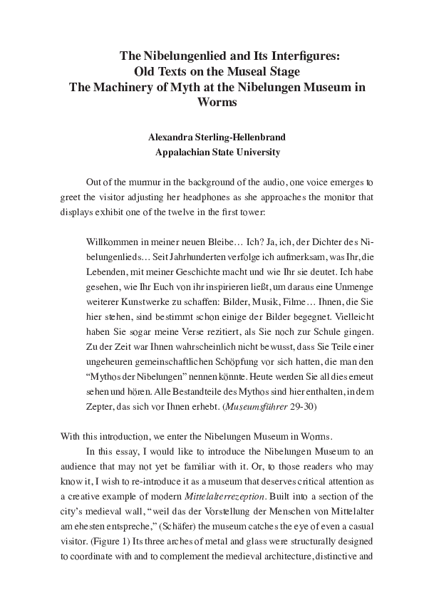 (PDF) The Nibelungenlied and Its Interfigures: Old Texts on the Museal ...
