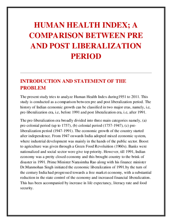 (DOC) HUMAN HEALTH INDEX. RESEARCH PROPOSAL