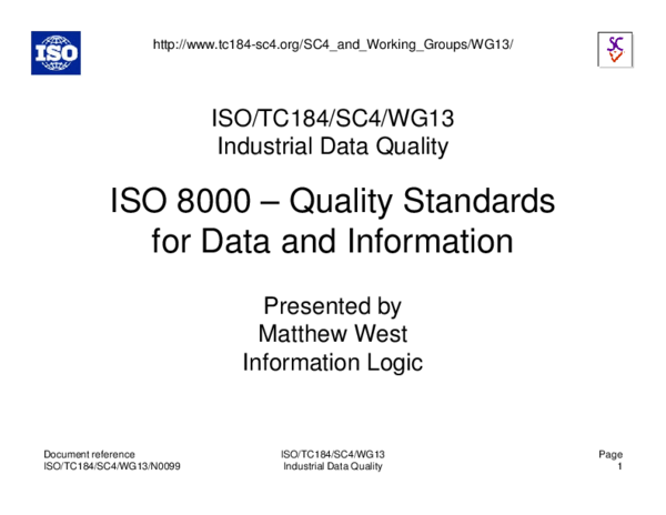 (PDF) ISO 8000 Introduction DAMA