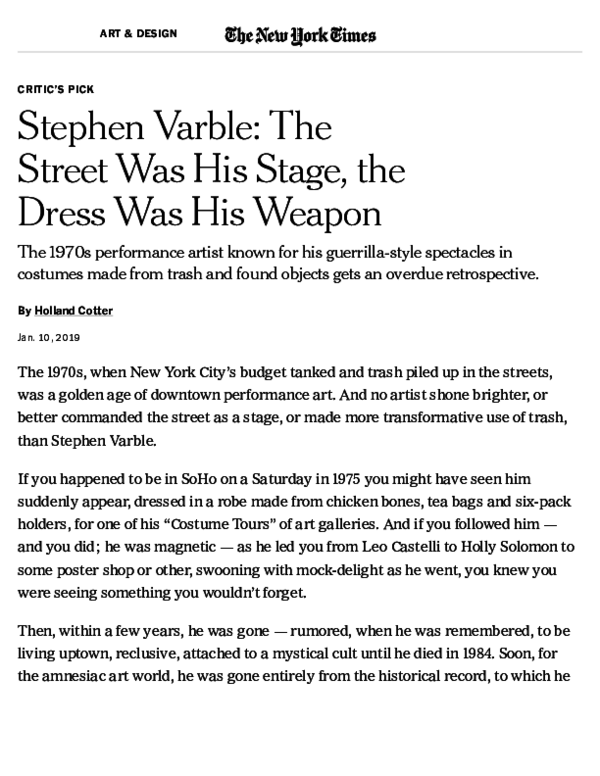 (PDF) New York Times review of "Rubbish and Dreams: The Genderqueer ...