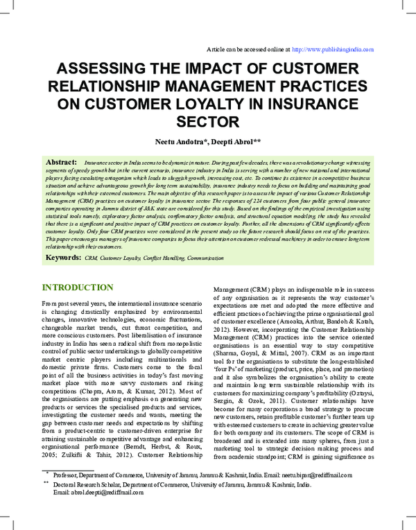 (PDF) Assessing the Impact of Customer Relationship Management ...