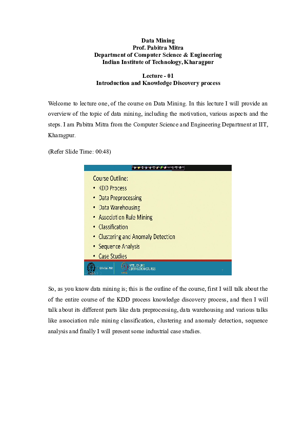 cs 412 introduction to data mining course syllabus