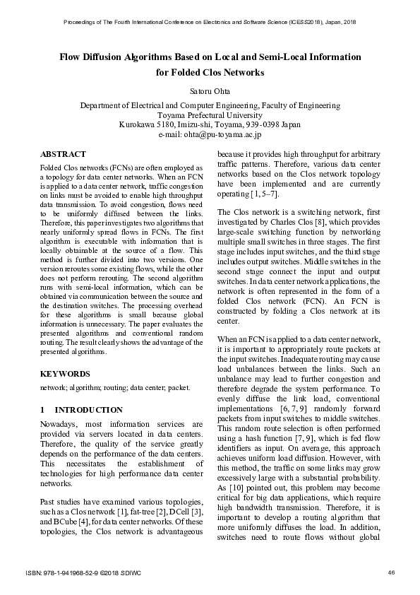 Pdf Flow Diffusion Algorithms Based On Local And Semi Local Information For Folded Clos Networks