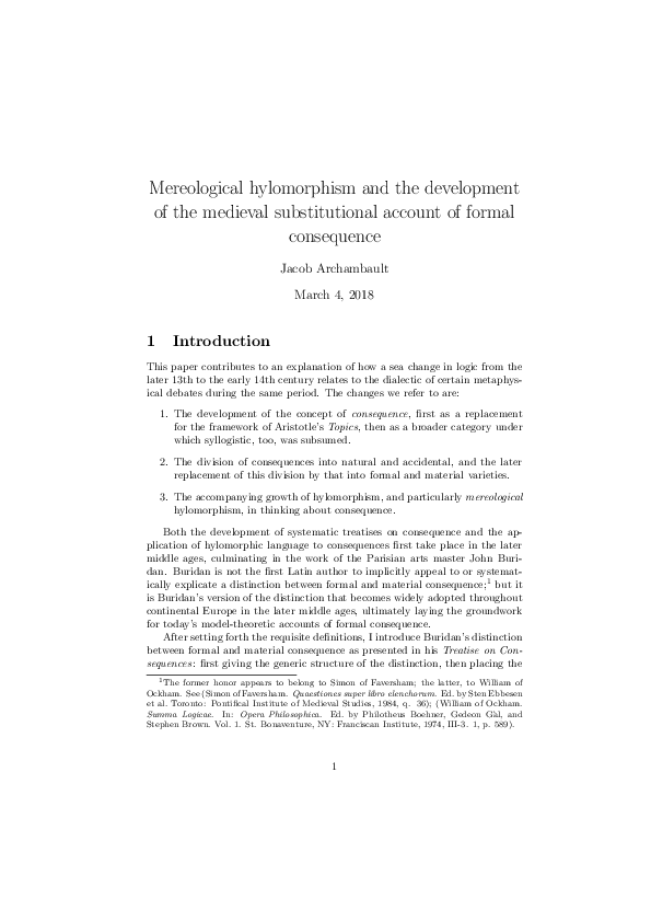 (PDF) Mereological hylomorphism and the development of the medieval ...