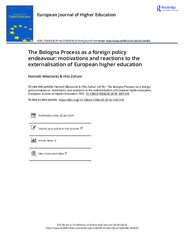 (PDF) The Bologna Process as a foreign policy endeavour.pdf