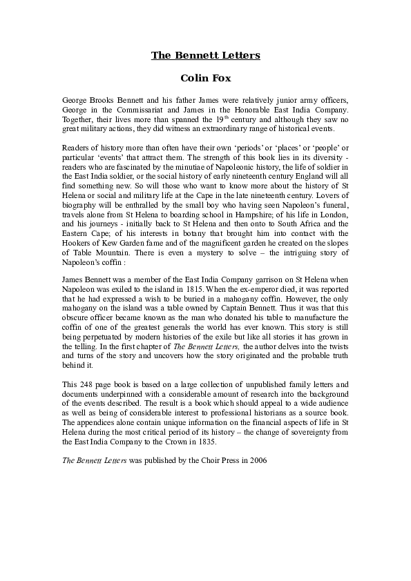 (DOC) The Bennett Letters