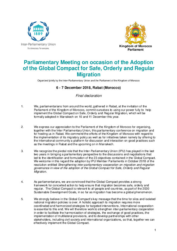 (PDF) [2018] Parliamentary Conference on Migration in the lead-up to ...