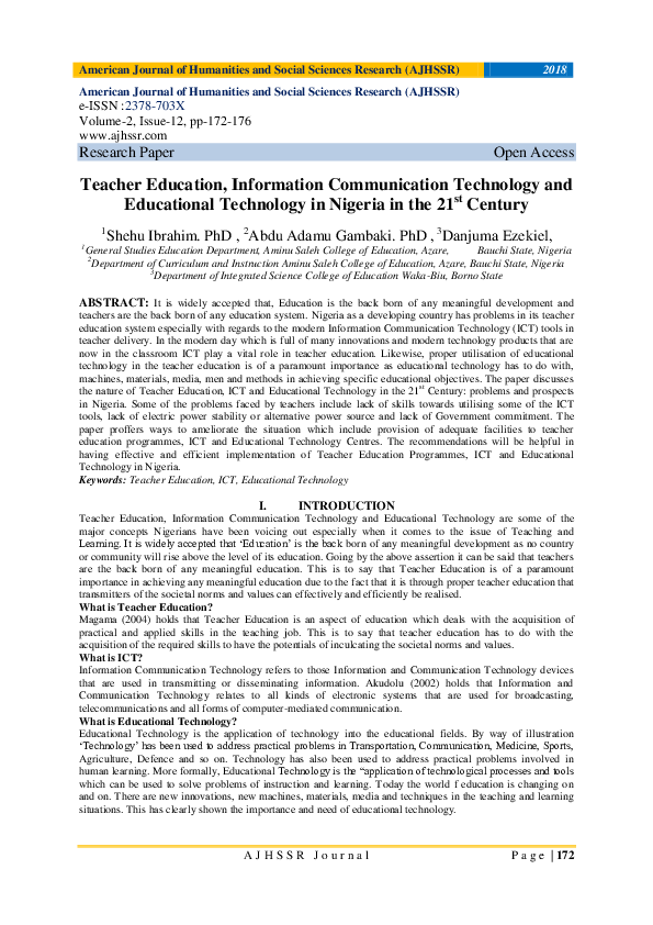 Pdf Teacher Education Information Communication Technology And Educational Technology In